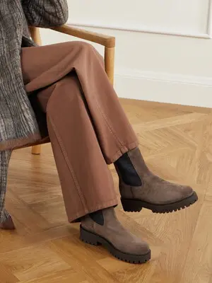 Brunello Cucinelli Suede Bead-embellished Chelsea Boots