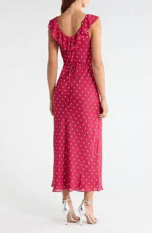 FAVORITE DAUGHTER The Blossom Ruffle Dot Sleeveless Maxi Dress