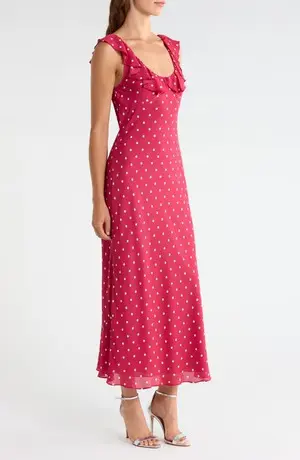 FAVORITE DAUGHTER The Blossom Ruffle Dot Sleeveless Maxi Dress