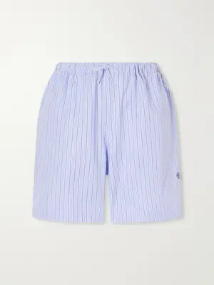 ANINE BING Anine Bing Ramy Striped Cotton Shorts Blue