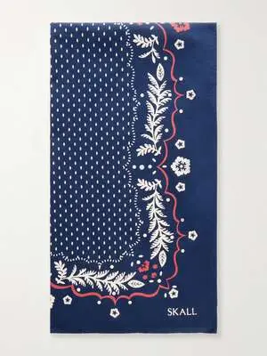 SKALL Juniper Printed Organic Cotton Scarf - Navy