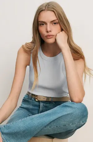 Veronica Beard Jordyn Ribbed Crop Tank