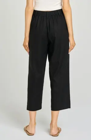 WAYF Stevie Linen Blend Crop Pants - Black
