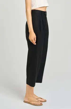 WAYF Stevie Linen Blend Crop Pants - Black