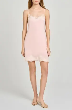 WAYF Isabelle Lace Trimmed Slip Dress - Blush