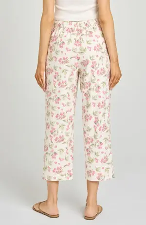 WAYF Stevie Raspberry Print Crop Pants