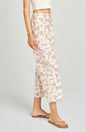 WAYF Stevie Raspberry Print Crop Pants