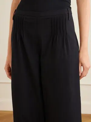 SIR. Beatrice Pintucked Cotton Wide-leg Pants - Black