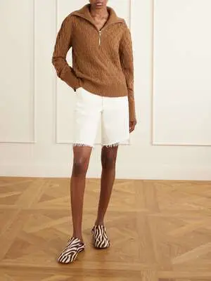 WALES BONNER Acoustic Knitted Wool Half-zip Turtleneck Sweater