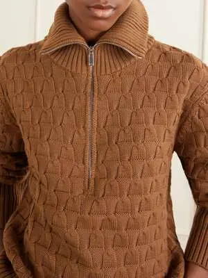 WALES BONNER Acoustic Knitted Wool Half-zip Turtleneck Sweater