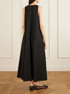 Theory Gathered Cotton And Nylon-blend Maxi Dress