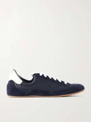 JAMIE HALLER Sacchetto Leather And Suede-trimmed Shell Sneakers - Navy