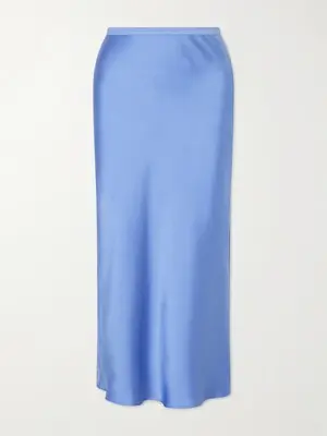ANINE BING Bar Silk-charmeuse Maxi Skirt - Blue