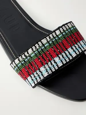 Staud Tove Beaded Leather Slides
