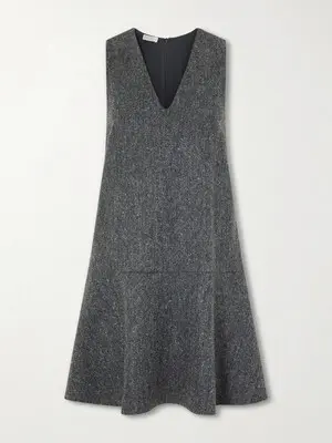 Brunello Cucinelli Wool-blend V-neck Mini Dress