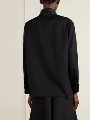 Bottega Veneta Intrecciato Leather-trimmed Wool-twill Shirt