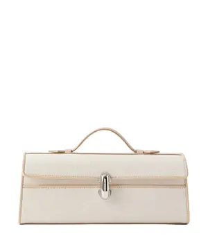 Savette Slim Symmetry Canvas And Leather Clutch - Neutrals