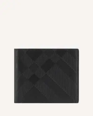 Burberry Leather Check Wallet - Black