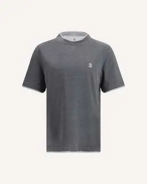 Brunello Cucinelli T-shirt In Cotton With A Logo Ale
