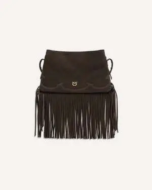 Pinko Suede Shoulder Bag With Fringes