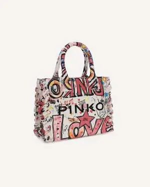 Pinko Multicolored Canvas Tote Bag