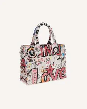 Pinko Multicolored Canvas Tote Bag