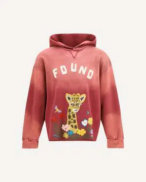 FOUND Embroidered Wildlife Hoodie - Red