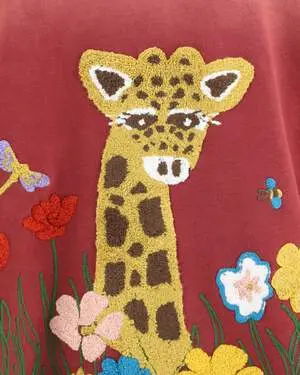 FOUND Embroidered Wildlife Hoodie - Red