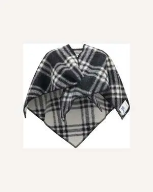Burberry Short Wool Check Poncho