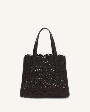 Alaïa Alaïa Mina Medium Handbag In Vienne Patterned Calfskin Nappa Leather Brown