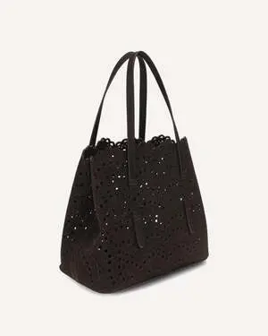Alaïa Mina Medium Handbag In Vienne Patterned Calfskin Nappa Leather - Brown