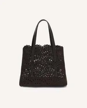 Alaïa Mina Medium Handbag In Vienne Patterned Calfskin Nappa Leather - Brown