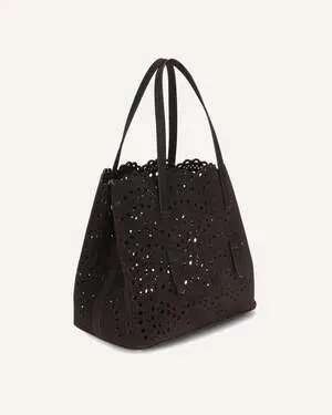 Alaïa Mina Medium Handbag In Vienne Patterned Calfskin Nappa Leather - Brown