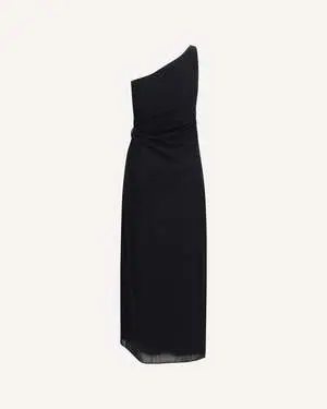 Oseree One-shoulder Metallic Dress With Spiral Detail