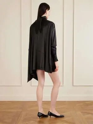 Phoebe Philo Asymmetric Draped Stretch Silk-satin Blouse