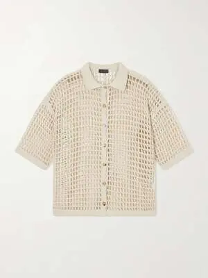 HAIGHT. Sheila Open-knit Cotton-blend Blouse - Ivory