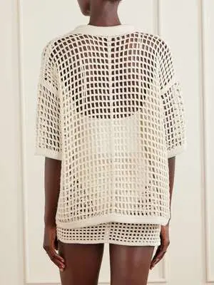 HAIGHT. Sheila Open-knit Cotton-blend Blouse