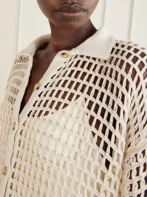 HAIGHT. Sheila Open-knit Cotton-blend Blouse