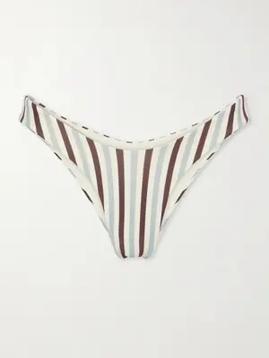 HAIGHT. Haight Leila Striped Bikini Briefs Brown