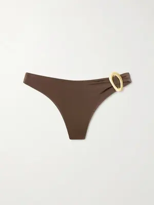 AWAY THAT DAY Cabo Verde Embellished Bikini Briefs - Brown