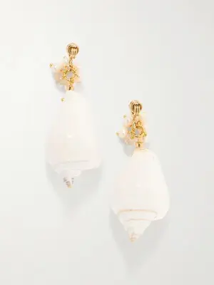 Tohum Design Gold-plated And Seashell Beaded Earrings - Neutrals