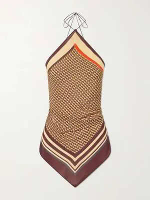SIR. Cooper Printed Twill Top - Tan