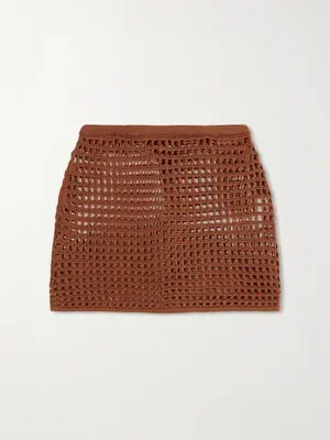 HAIGHT. Sheila Open-knit Mini Skirt - Brown