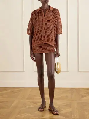 HAIGHT. Sheila Open-knit Mini Skirt - Brown