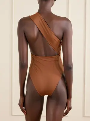 HAIGHT. Luisa One-shoulder Asymmetric Swimsuit - Brown