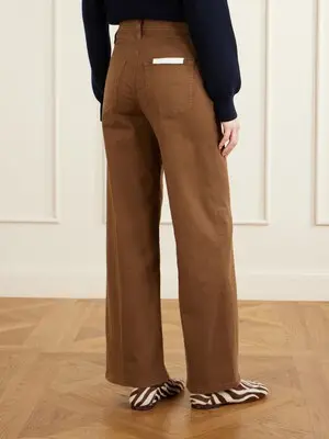 FRAME High Rise Wide Leg Jeans - Brown