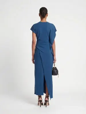 Victoria Beckham Asymmetrical Sleeve Midi Dress - Blue