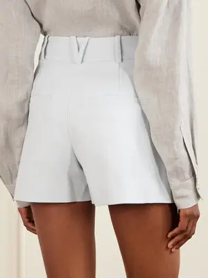 Veronica Beard Craig Pleated Cotton-blend Twill Shorts - Blue