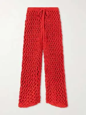 HAIGHT. Clara Crocheted Straight-leg Pants - Red