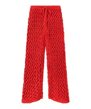 HAIGHT. Clara Crocheted Straight-leg Pants - Red